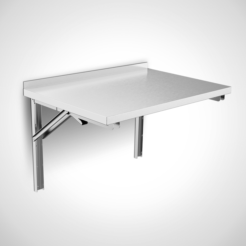 Space-saving stainless steel wall-mounted folding tables: Mohn GmbH