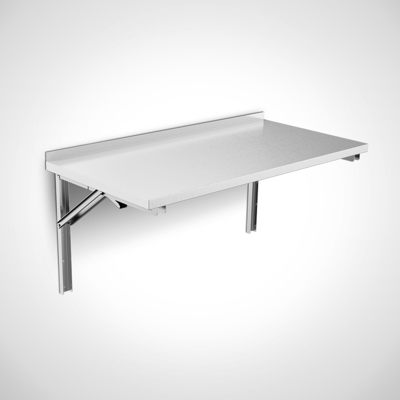 Space-saving stainless steel wall-mounted folding tables: Mohn GmbH